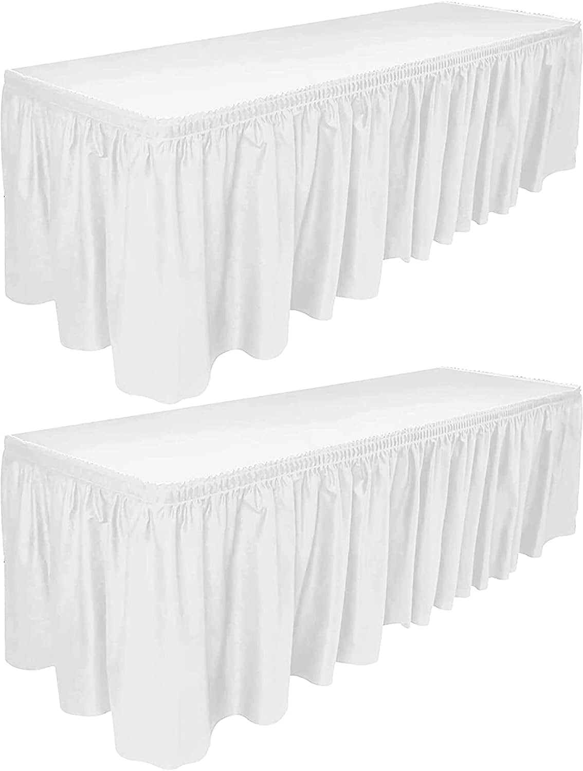 DecorRack 2 Pack Plastic Table Skirts, 29 in x 14 ft Each, White ...