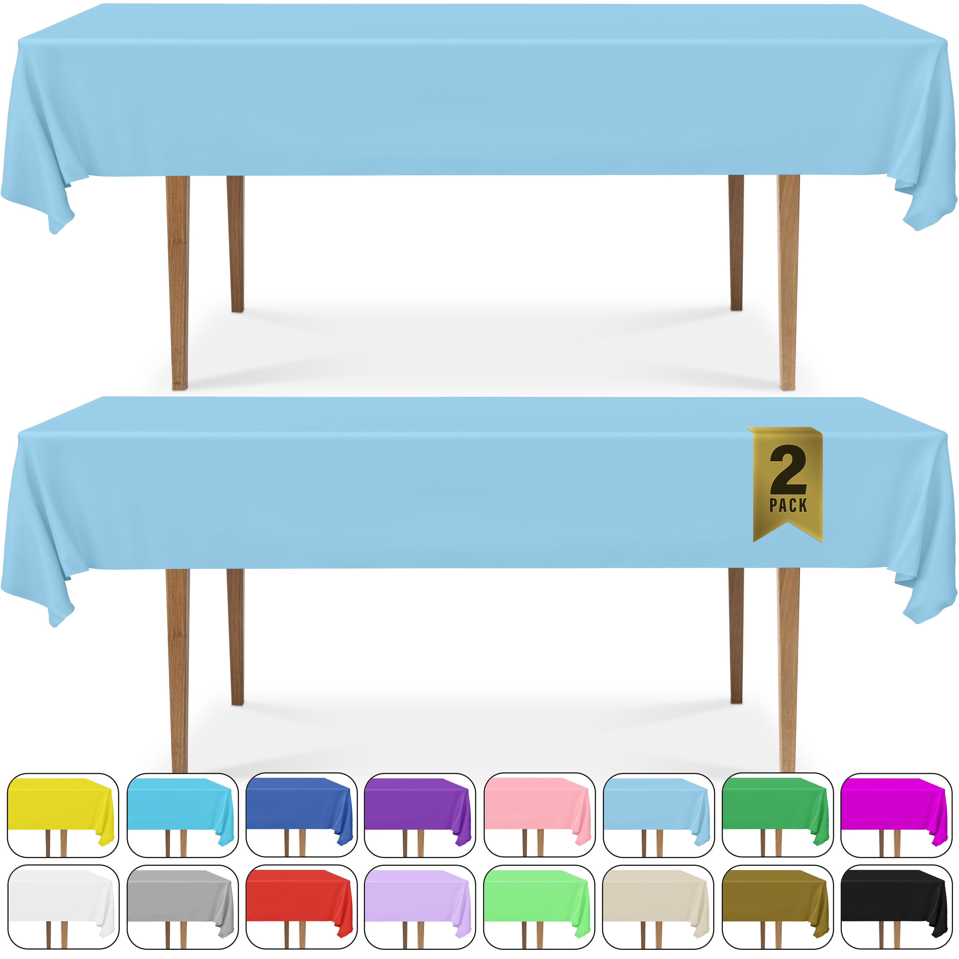 DecorRack 2 Pack Rectangular Tablecloths, BPA-Free Plastic, Light Blue ...