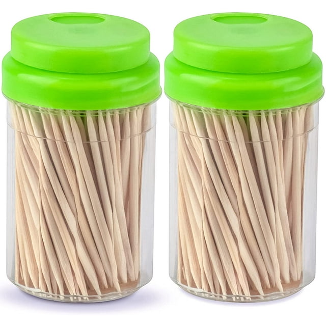 DecorRack 2 BPA-Free Toothpick Dispensers with 600 Eco-Friendly Natural ...