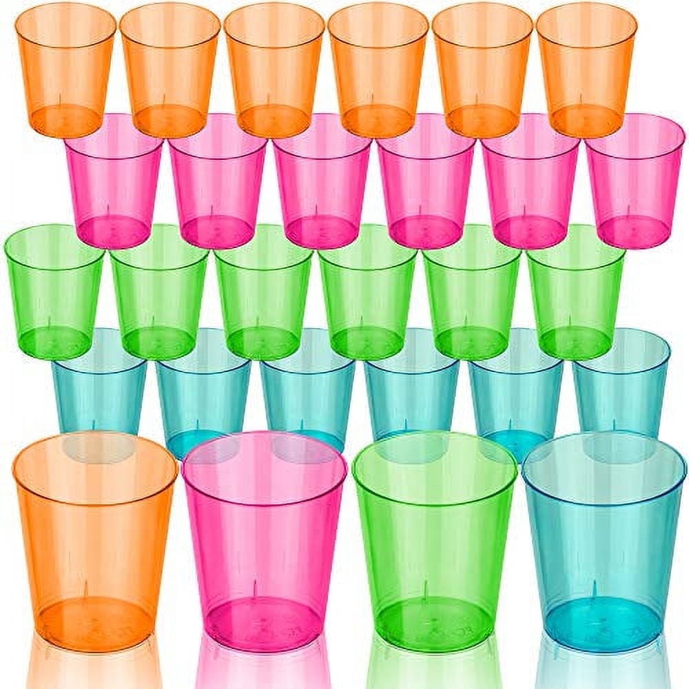 Decorrack, Reusable Shot Glasses, 2 Oz, Neon Mini Cups Pack of 24 ...