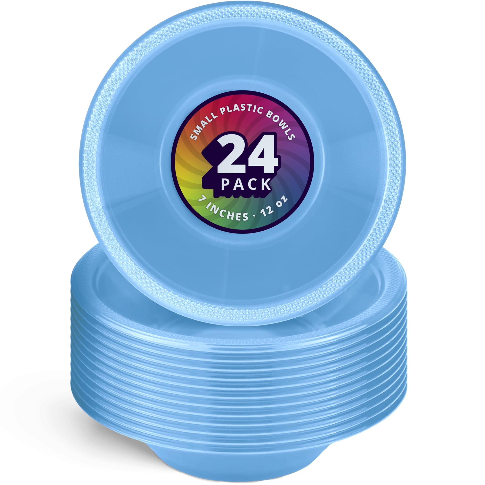 DecorRack 24 Small Disposable Plastic Bowls, 7 inch Party Bowls, Light ...