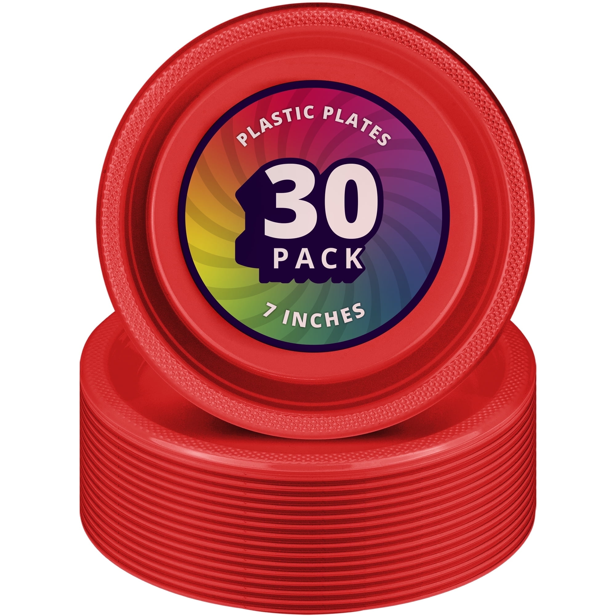 DecorRack 30 Pack Small Plastic Plates, 7 inch Heavy Duty Disposable ...