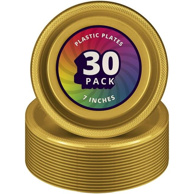 DecorRack 30 Small Plastic Plates, Heavy AFN1Duty 7 inch Disposable ...