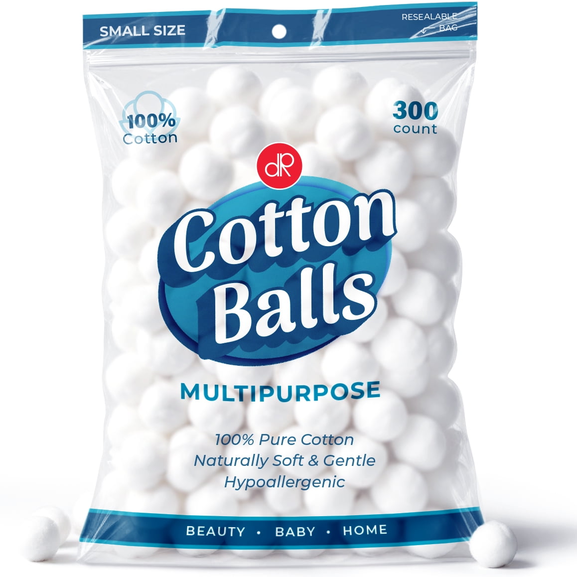 DecorRack 300 Small Natural Cotton Balls for Cosmetic Use - Walmart.com