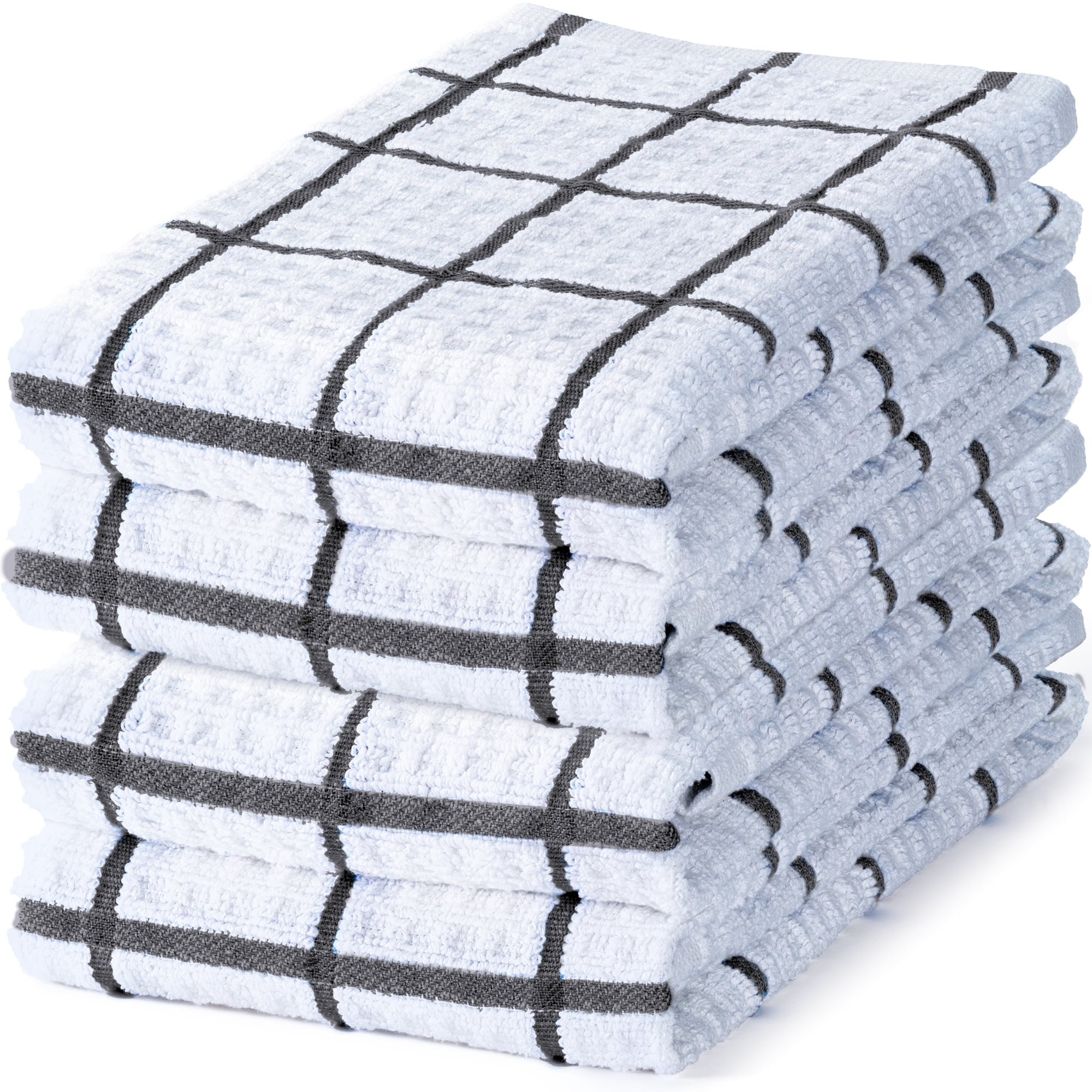 DecorRack 4 Pack 100% Cotton Kitchen Towels, 15x25 inch Absorbent ...