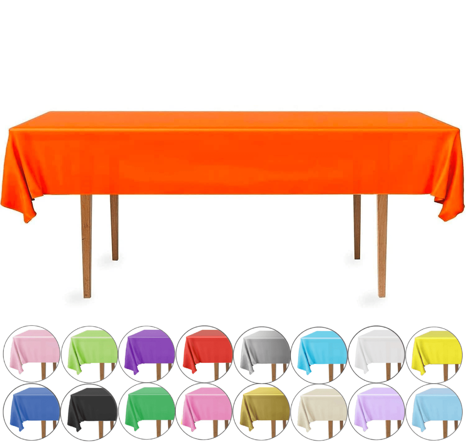 DecorRack 4 Plastic Tablecloths, 54 x 108 inch, Rectangular, Orange ...