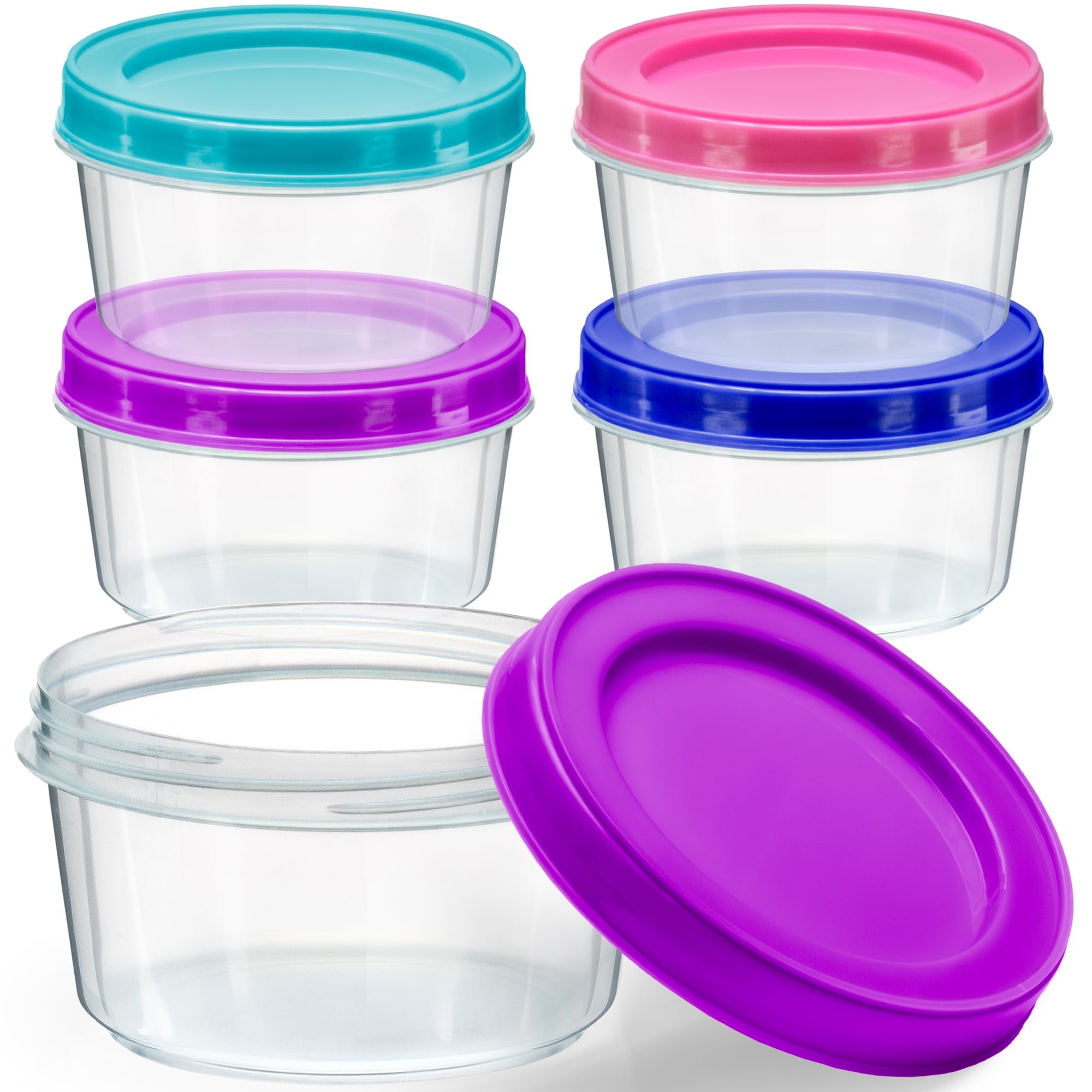 DecorRack 4 Small Plastic Storage Jars, 7 oz Airtight Multicolor ...