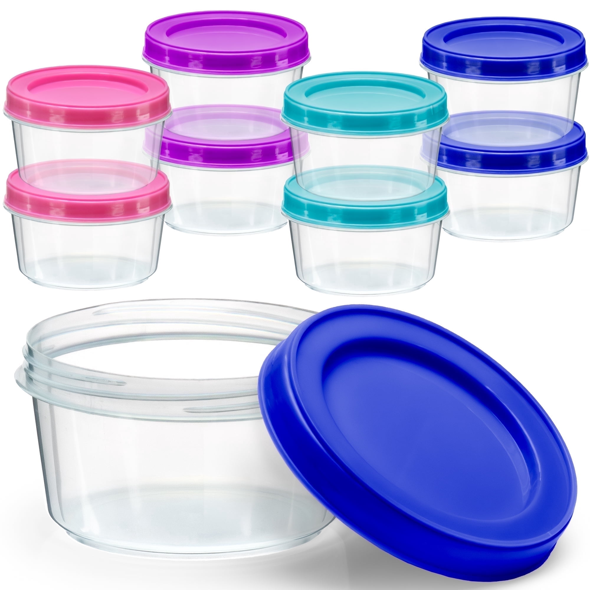 DecorRack Plastic Storage Jars with Screw-On Lids, 7 oz, 8-Pack ...