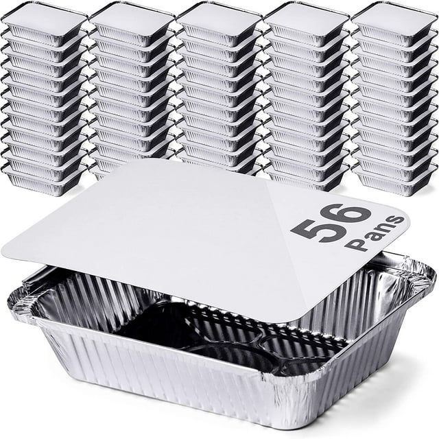 DecorRack Aluminum Pans with Flat Board Lids, 2.25 lb Rectangular (56 ...