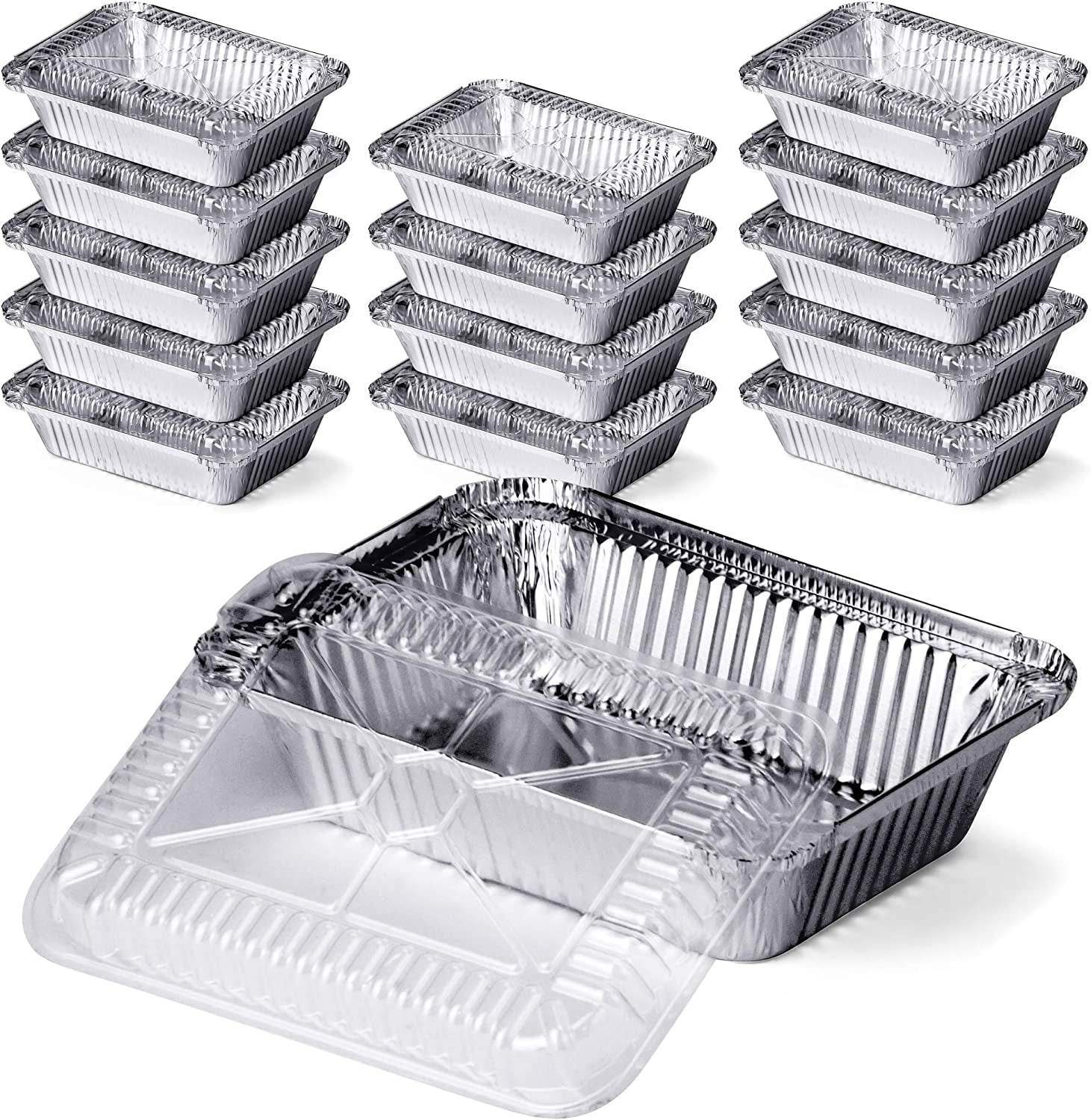 DecorRack Aluminum Pans with Lids, 2.25 lb Rectangular (14 Pans ...
