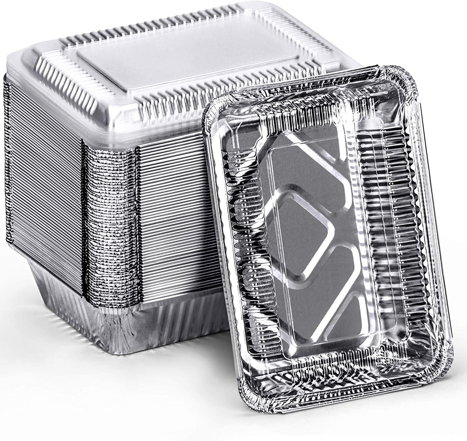 DecorRack 42 Heavy-Duty Aluminum Pans with Lids, 2.25 lb Rectangular ...