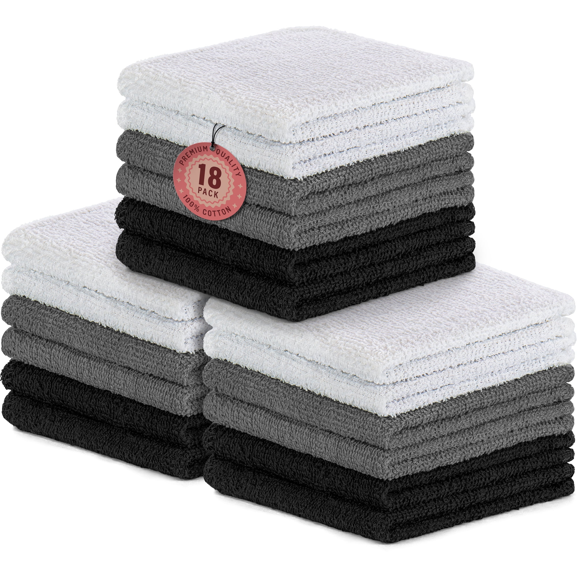 DecorRack Cotton Wash Cloths, 11" x 11" Grey (18 Pack) - Walmart.com