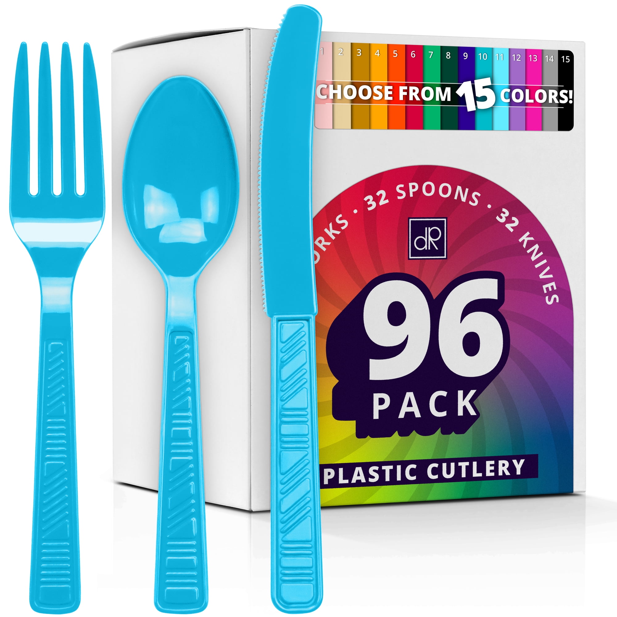 DecorRack Disposable Forks, Knives, Spoons, Party Utensils, Turquoise ...