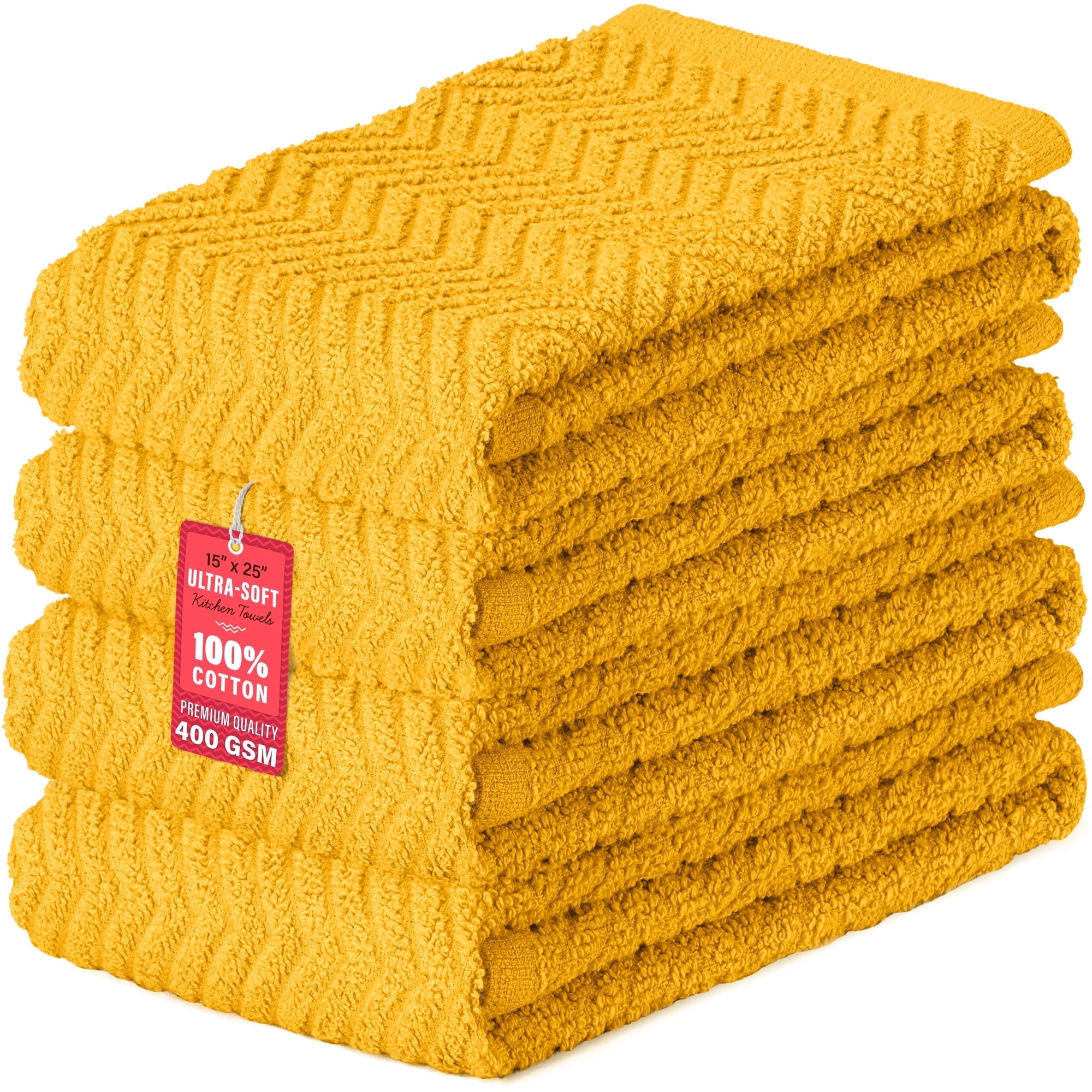 DecorRack Large Kitchen Towels Set of 4, Dish Towels, 100% Cotton, 15 ...
