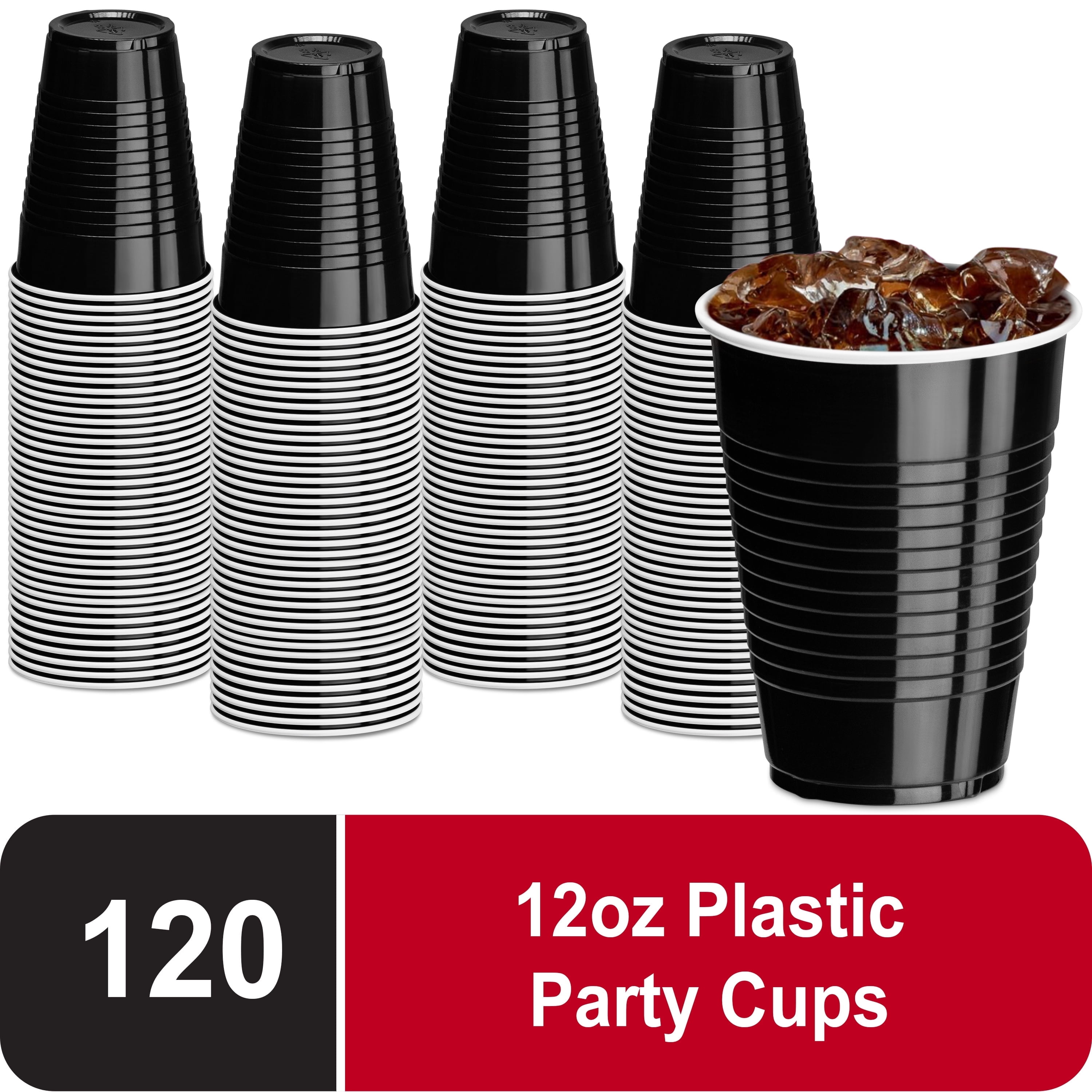 DecorRack 12 fl oz Party Cups, Reusable Disposable Drinkware (Black ...