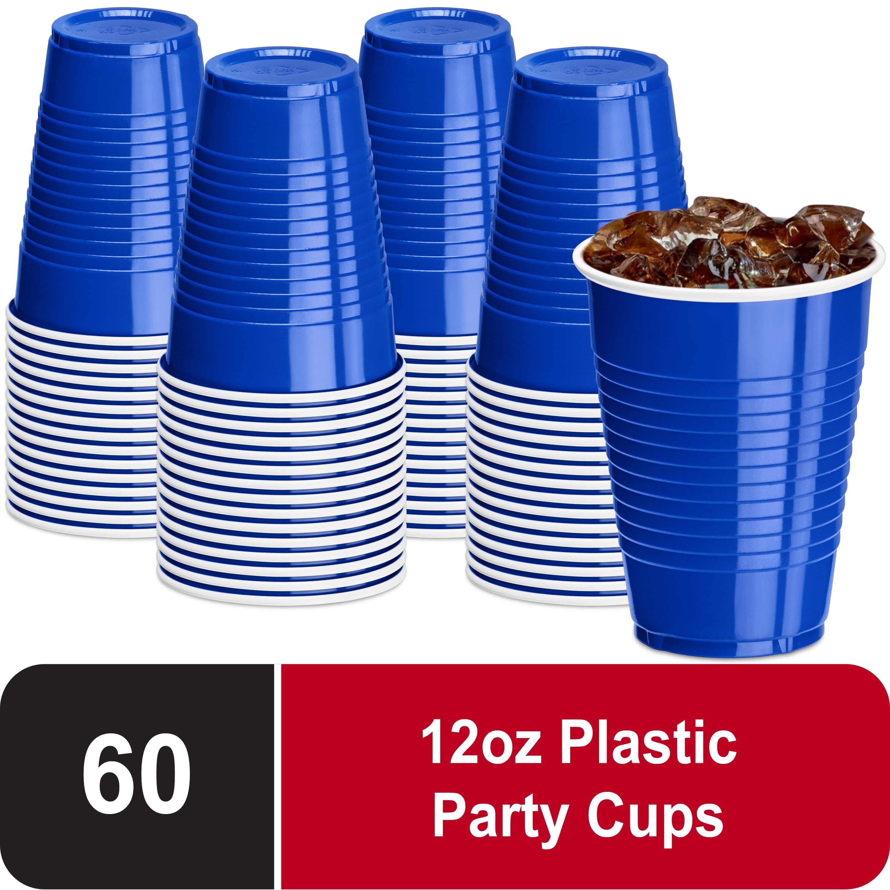 DecorRack Colored Party Cups, 12 fl oz, Reusable Disposable Cups (Blue ...
