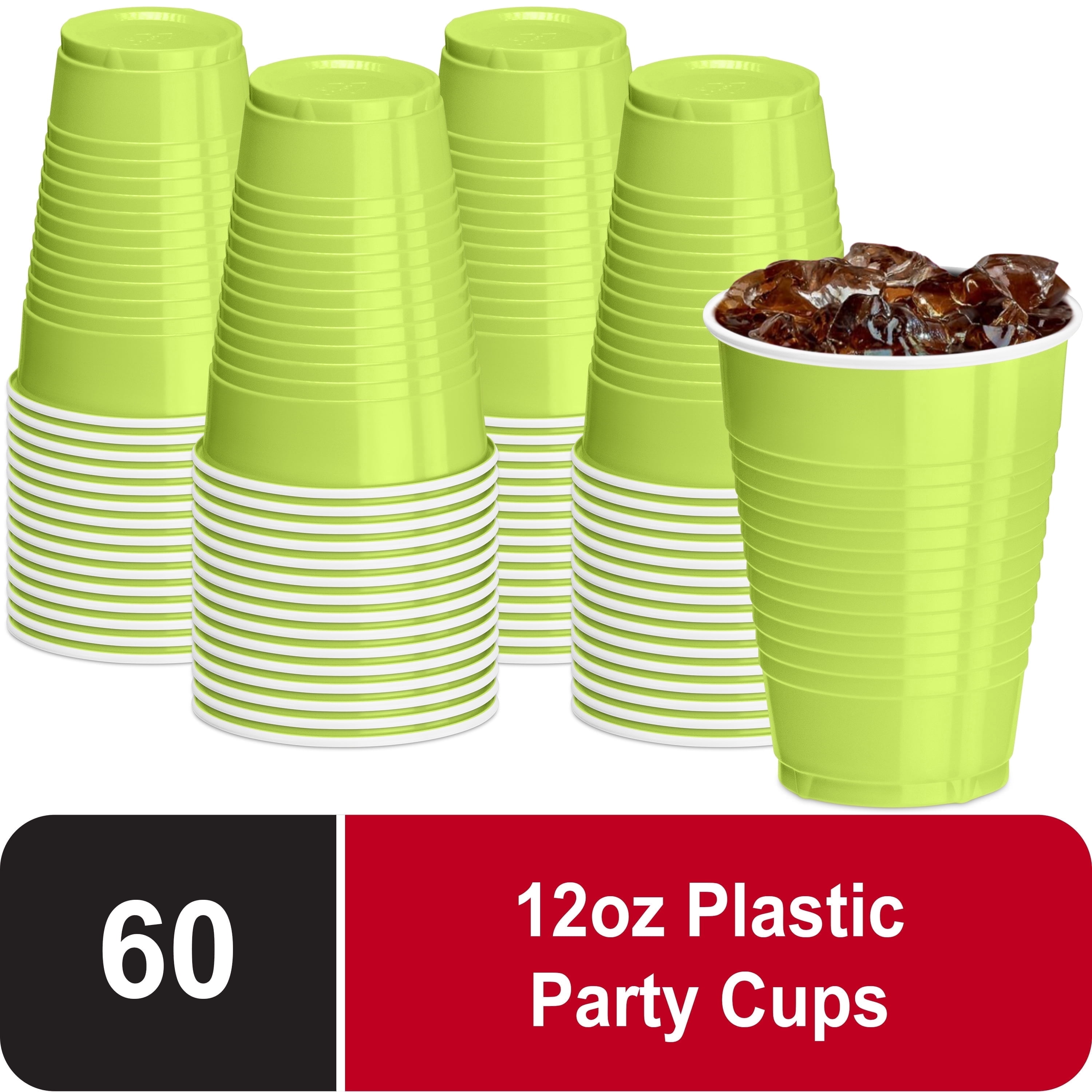 DecorRack Party Cups 12 fl oz Reusable Disposable Cups (Lime, 60 ...