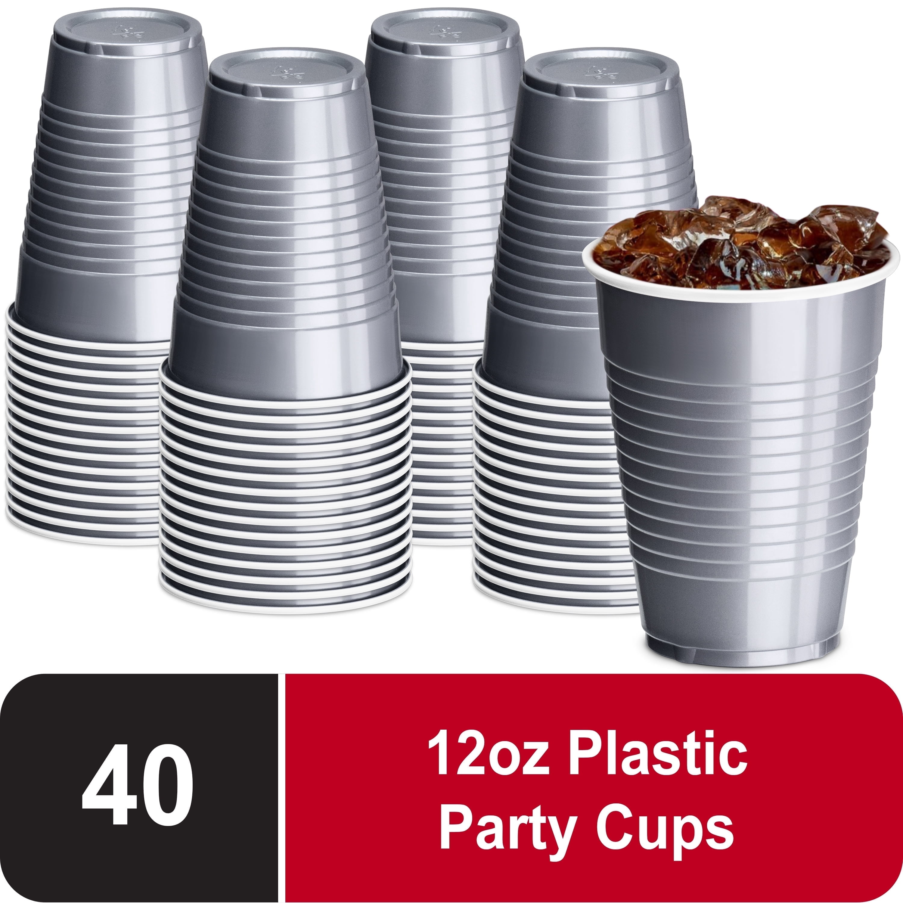 Decorrack, Disposable Plastic Cups, 40ct, 12 fl oz Silver - Walmart.com