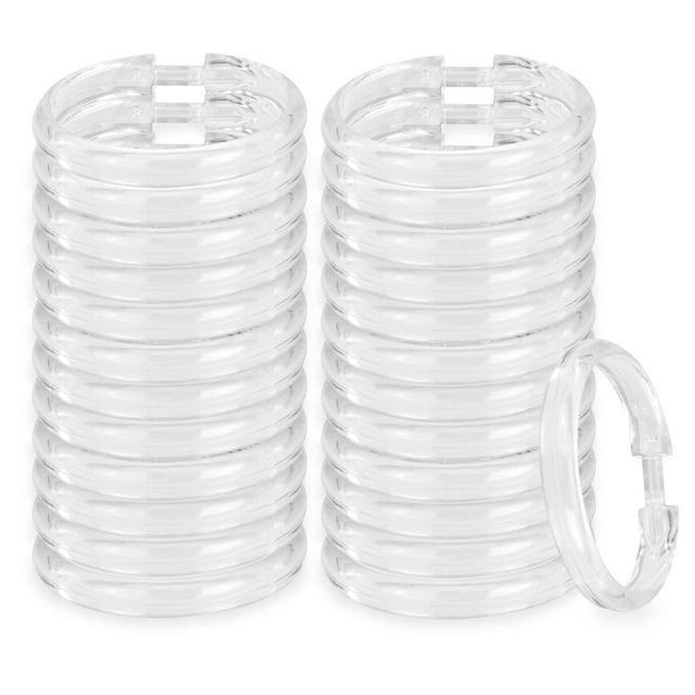 DecorRack 24 Clear Jumbo Shower Curtain Rings, C Shape Plastic Hooks ...