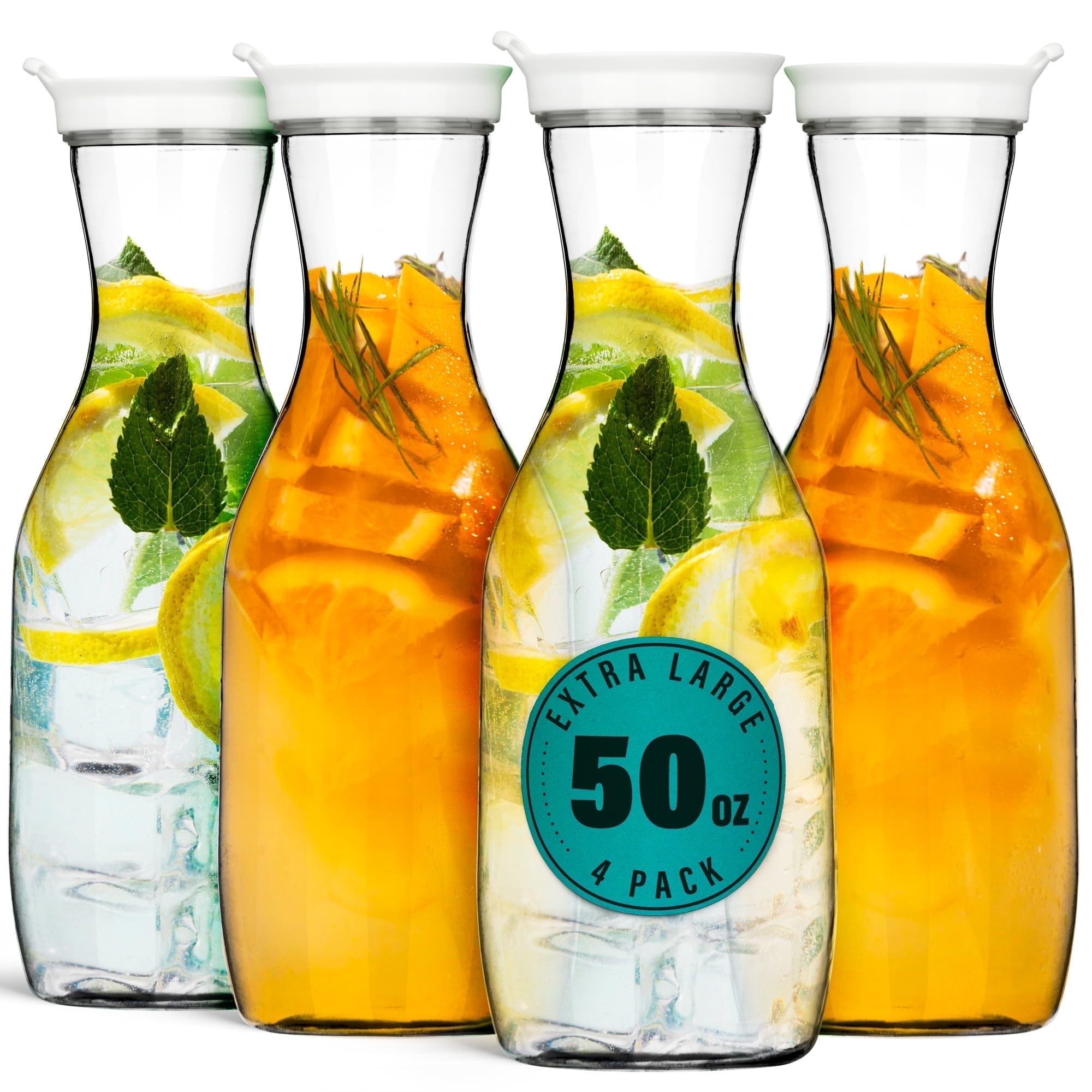 Decorrack Water Carafe, 50oz Shatterproof Lightweight Plastic Pitcher ...