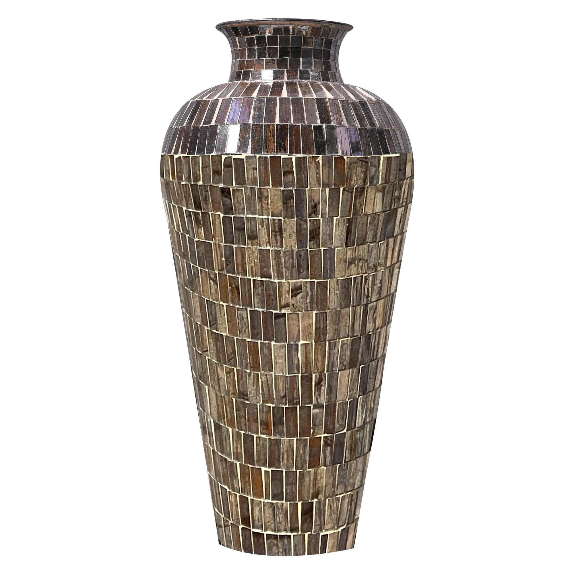 DecorShore 22" Iron Base Floor Vase with Glass Mosaic Tiles Overlay ...