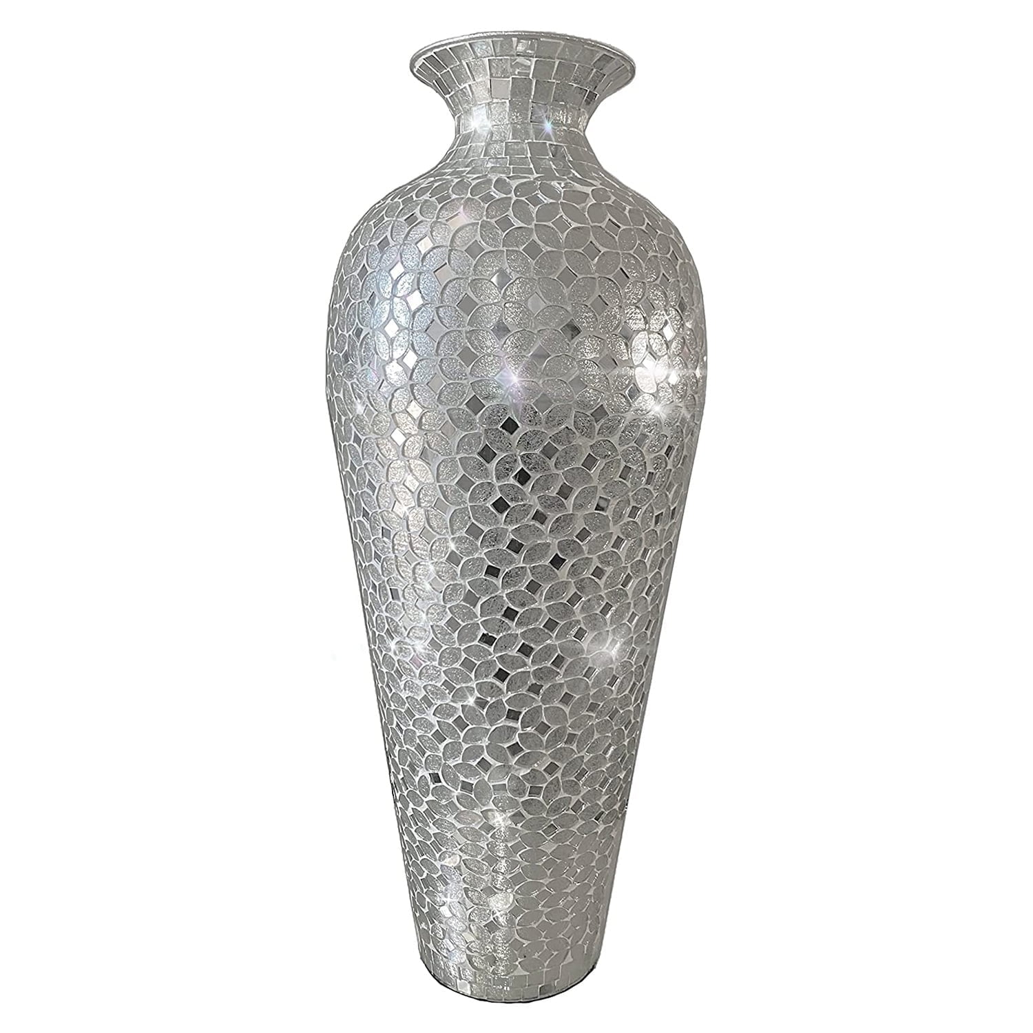 DecorShore - Large Decorative Metal Floor Vase with Glass Mosaic in ...