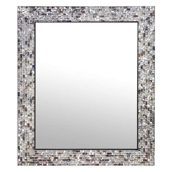 DecorShore Silver & Multi-Colored Glass Mosaic Vanity Mirror, Handmade ...