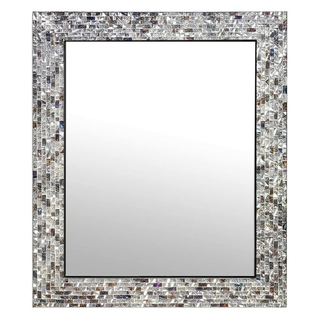 DecorShore Silver & Multi-Colored Glass Mosaic Vanity Mirror, Handmade ...