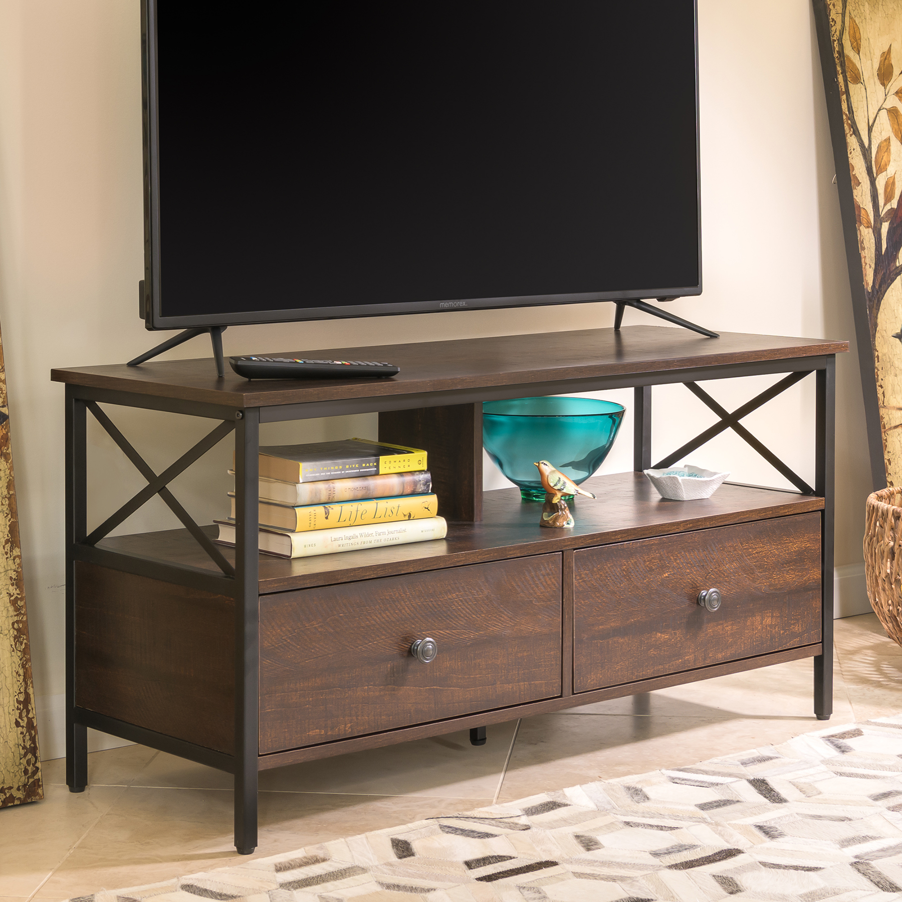 Pemberly Row Traditional Wood Low Profile TV Stand for TVs up to 60" in ...