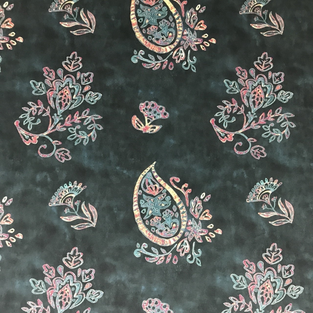 Decora Furnishings Soft Velvet Fabric Paisley Design Digitally Printed ...