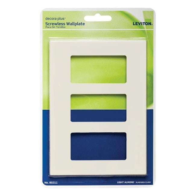 Decora Plus Almond 3 Gang Polycarbonate Rocker Screwless Wall Plate ...