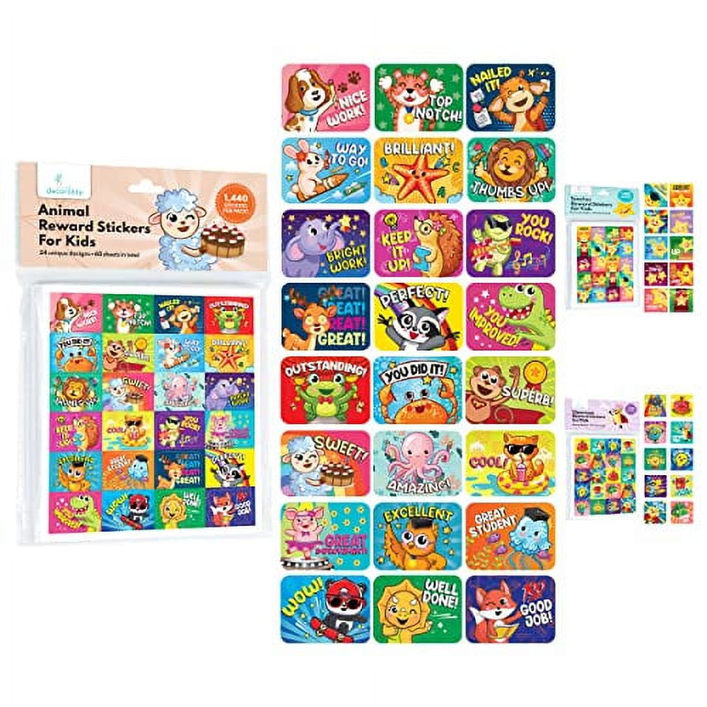 Decorably Teacher Stickers for Students - 1440 Animal Stickers for Kids ...