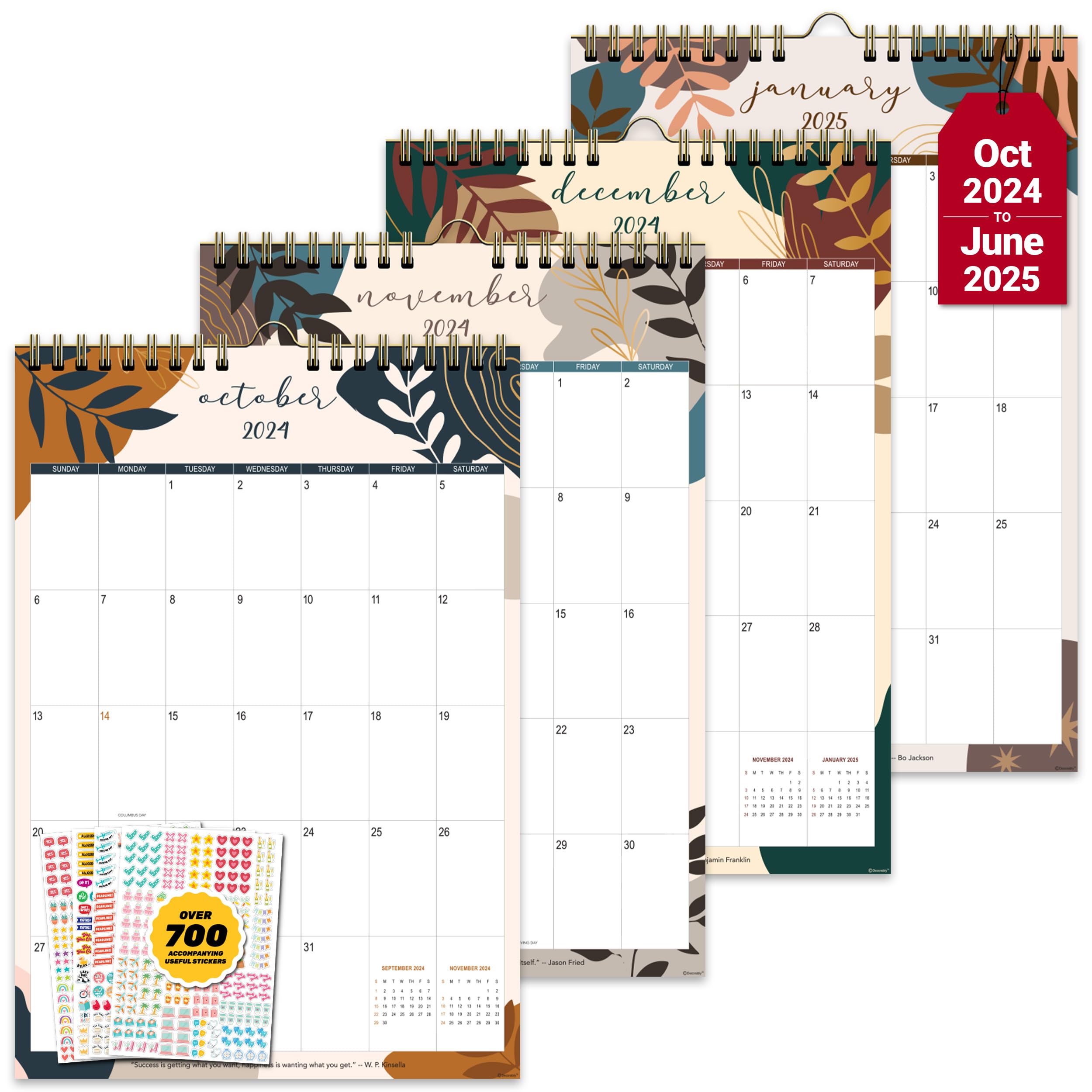 Decorably Wall Calendar Portrait - 18 Month Boho Wall Calendar 2024 Jan ...