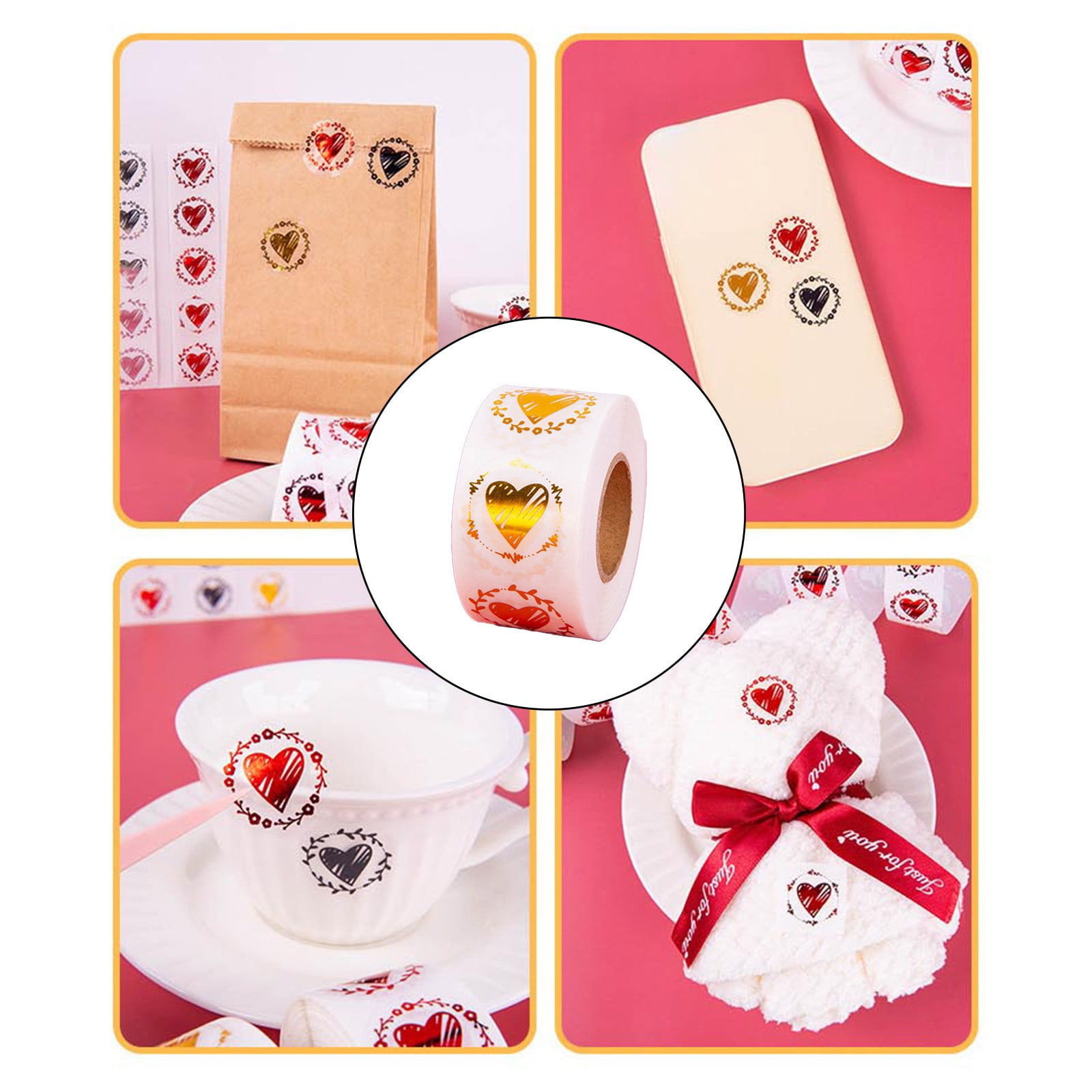 Decoración de San Valentín para Hombres Heart Stickers Roll 1 Inch ...