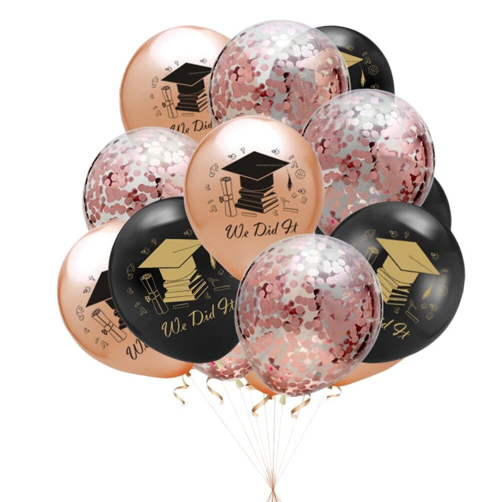 Decorate Rose Gold Balloons Black Grad Party Decorations Letter Ballons ...