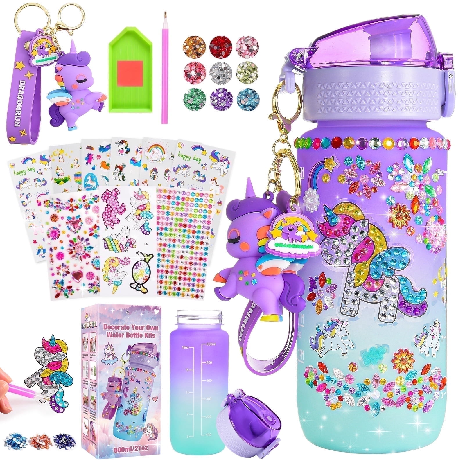 ATOPDREAM Water Bottle Craft Kit for Girls with Unicorn Theme, Includes ...
