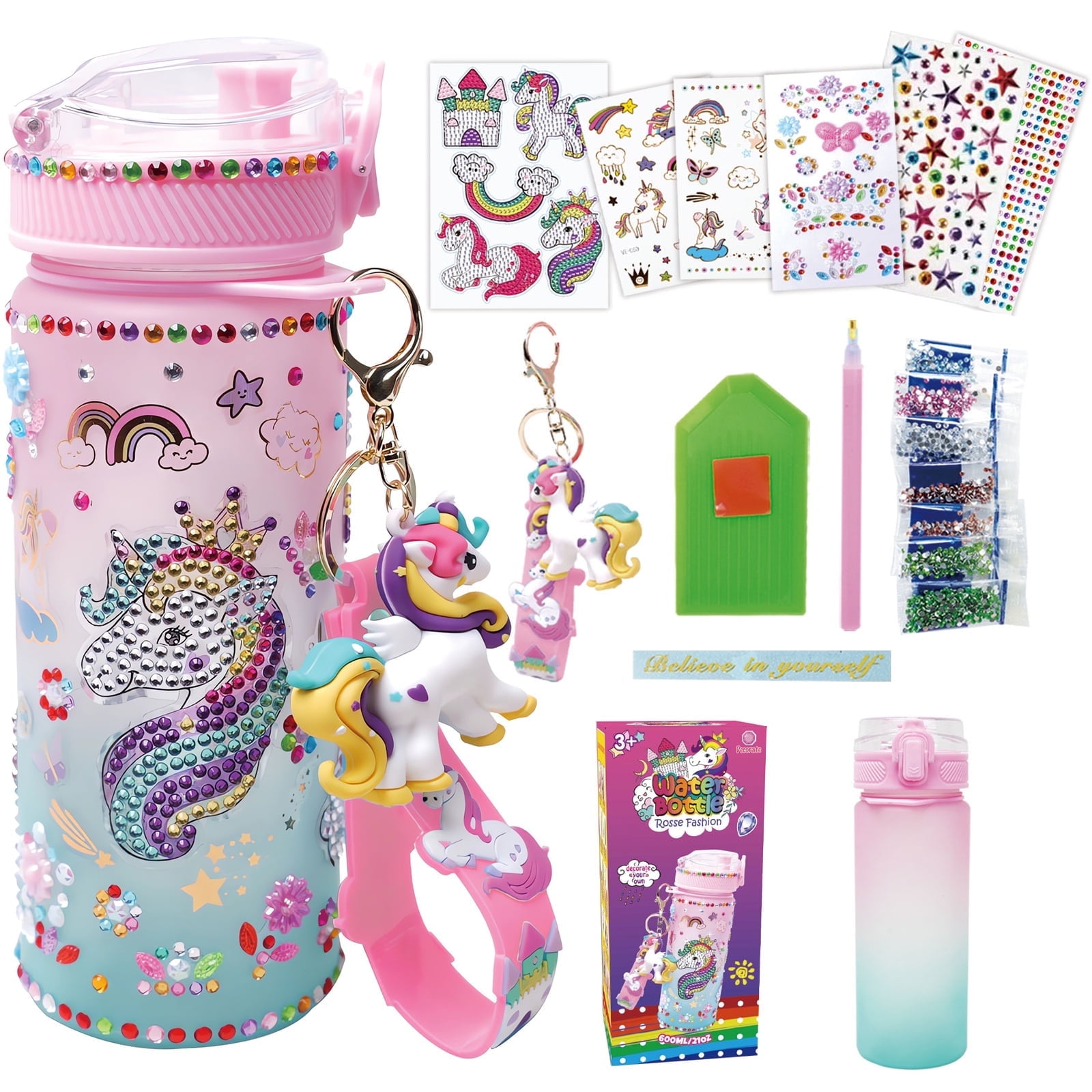 Meromore Decorate Your Own Water Bottle Kit for Girls, Sparkling ...