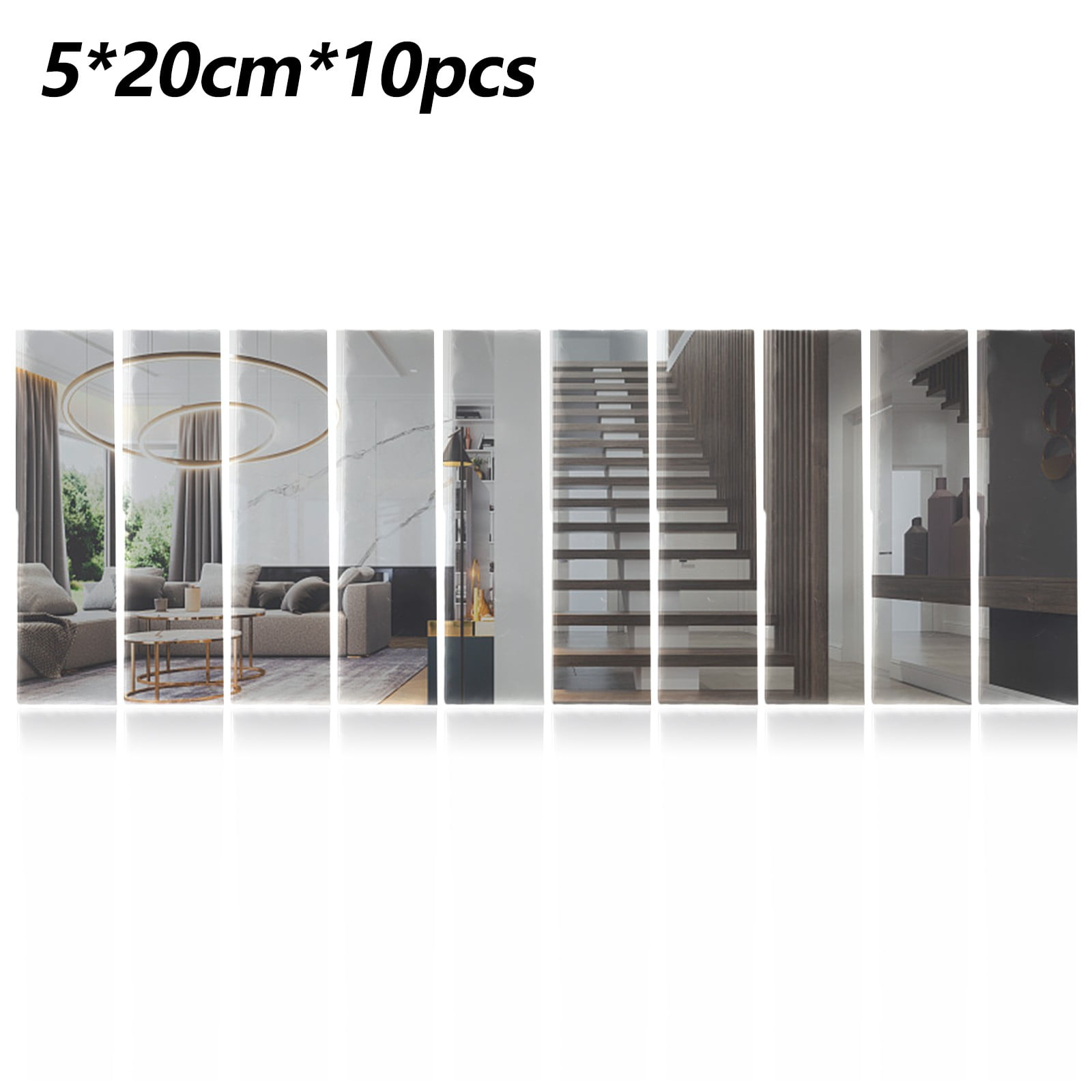 Decorate Your Space with 10 Pcs Long Strip Acrylic Mirror Mosaic Wall ...