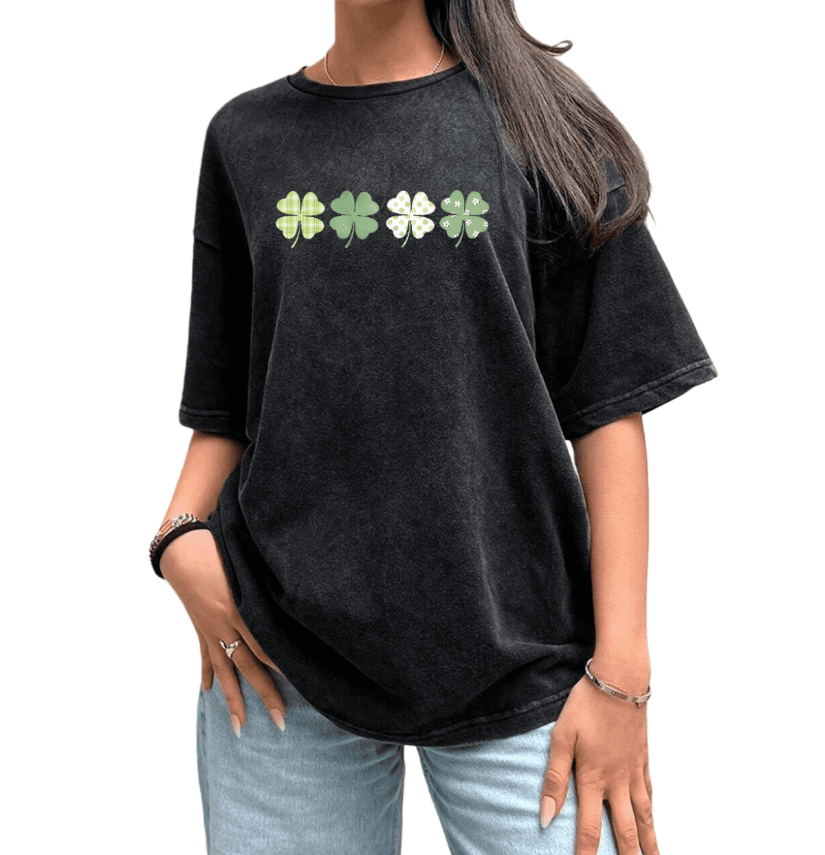 Decorated Clover Row Graphic Wash Print Tshirt Graphic Tees Shirts ...