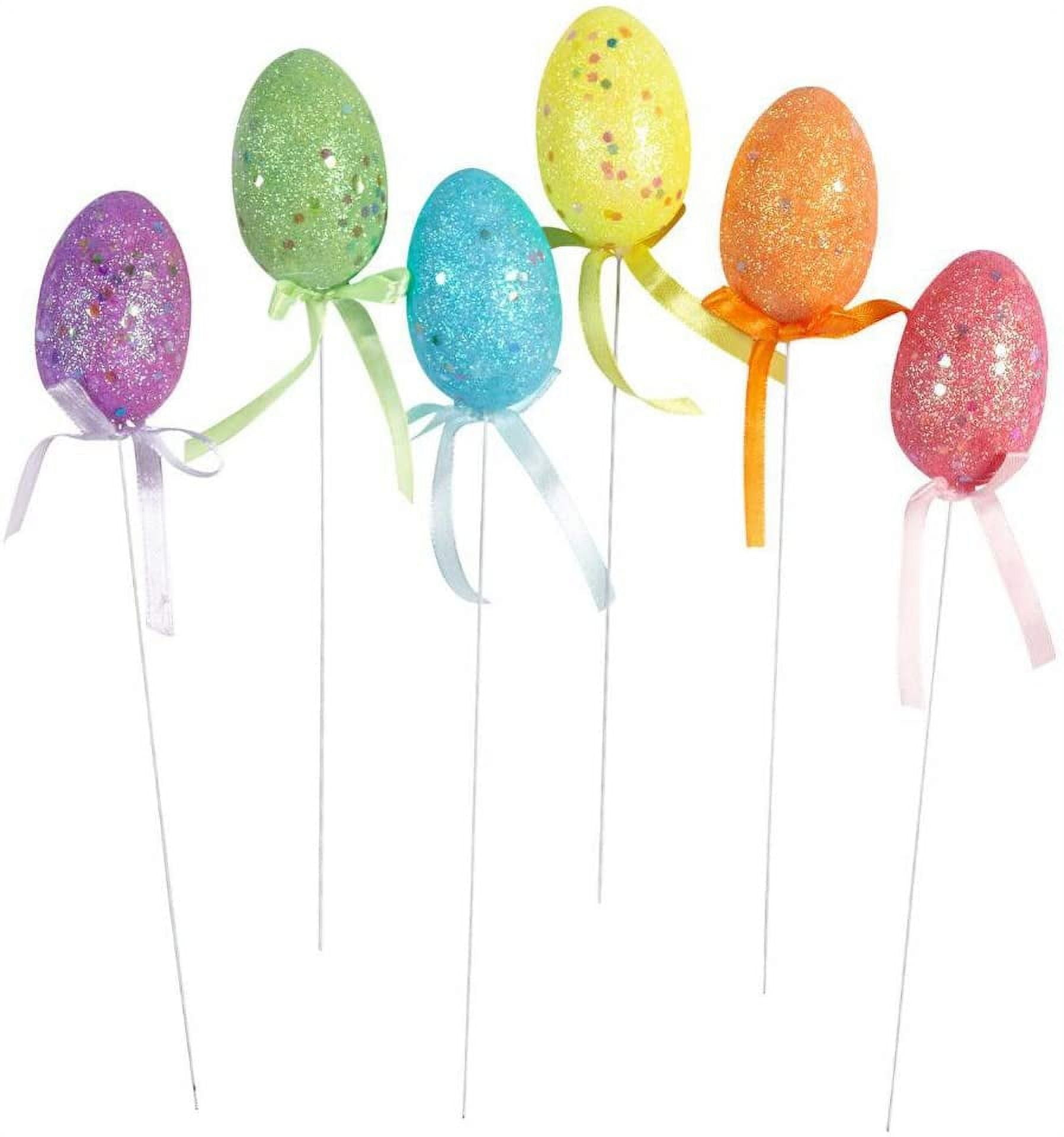 Decorated Foam Easter Egg Shaped Easter Basket Flower Picks, Set of 6 ...