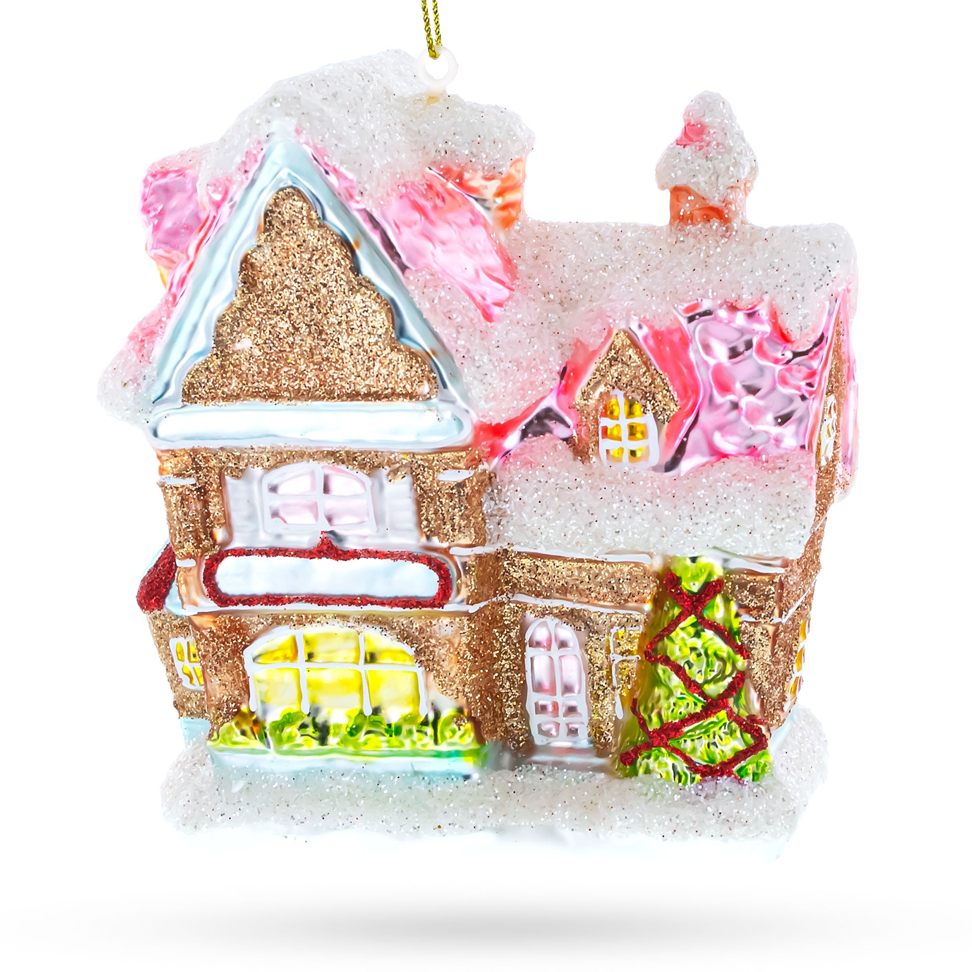 Decorated Gingerbread House Glass Christmas Ornament - Walmart.com