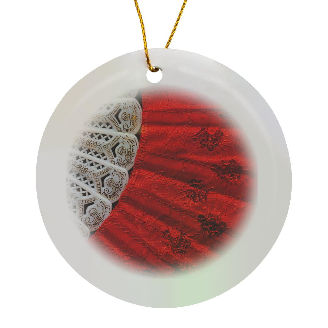 3drose, Decorated Hand Fan of Red Color. White Plastic Handle, Circle ...