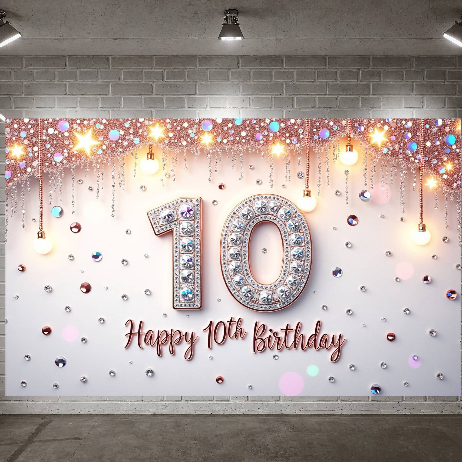 Decorated Happy 10th Birthday Banner Sparkling 10th Birthday Display ...