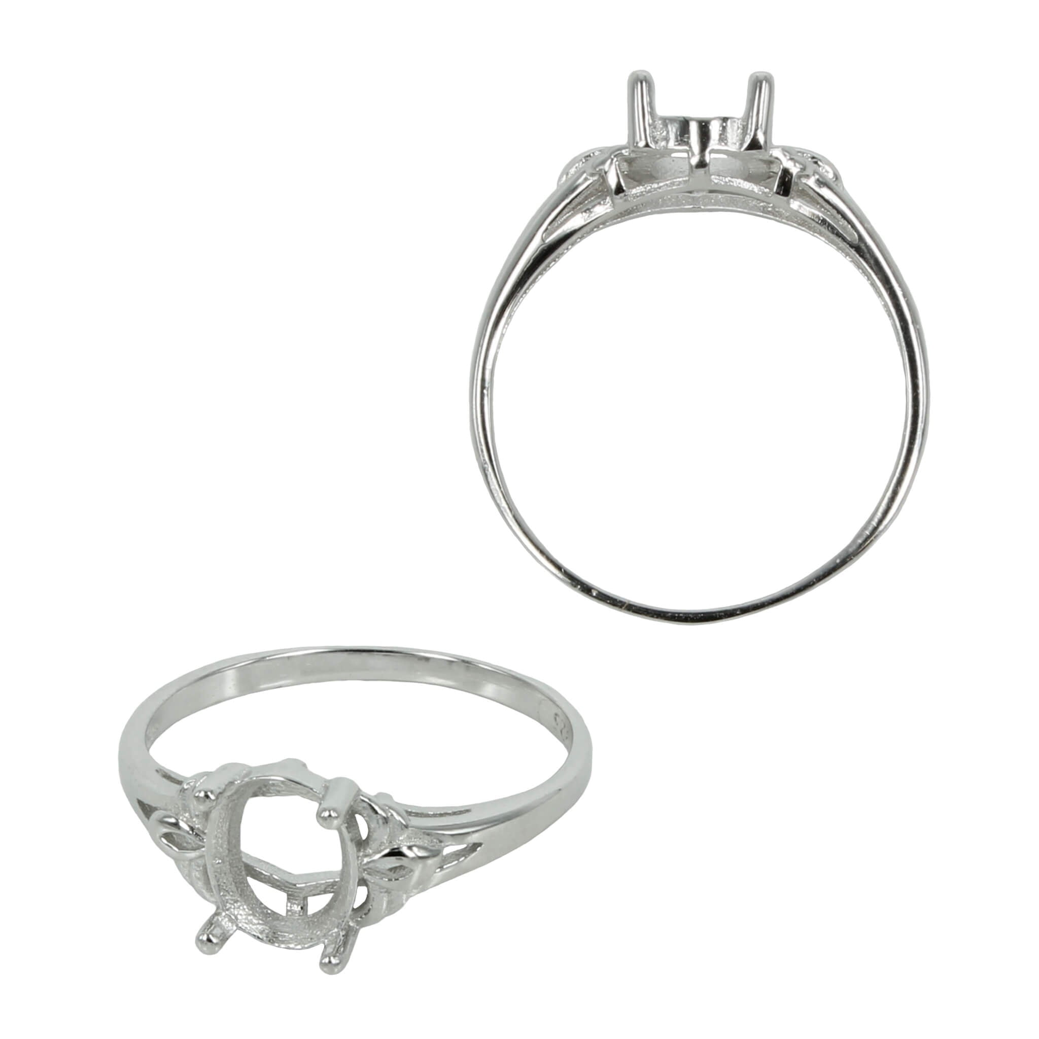 Decorated Split Shank Ring Setting with Oval Prongs Mounting in ...