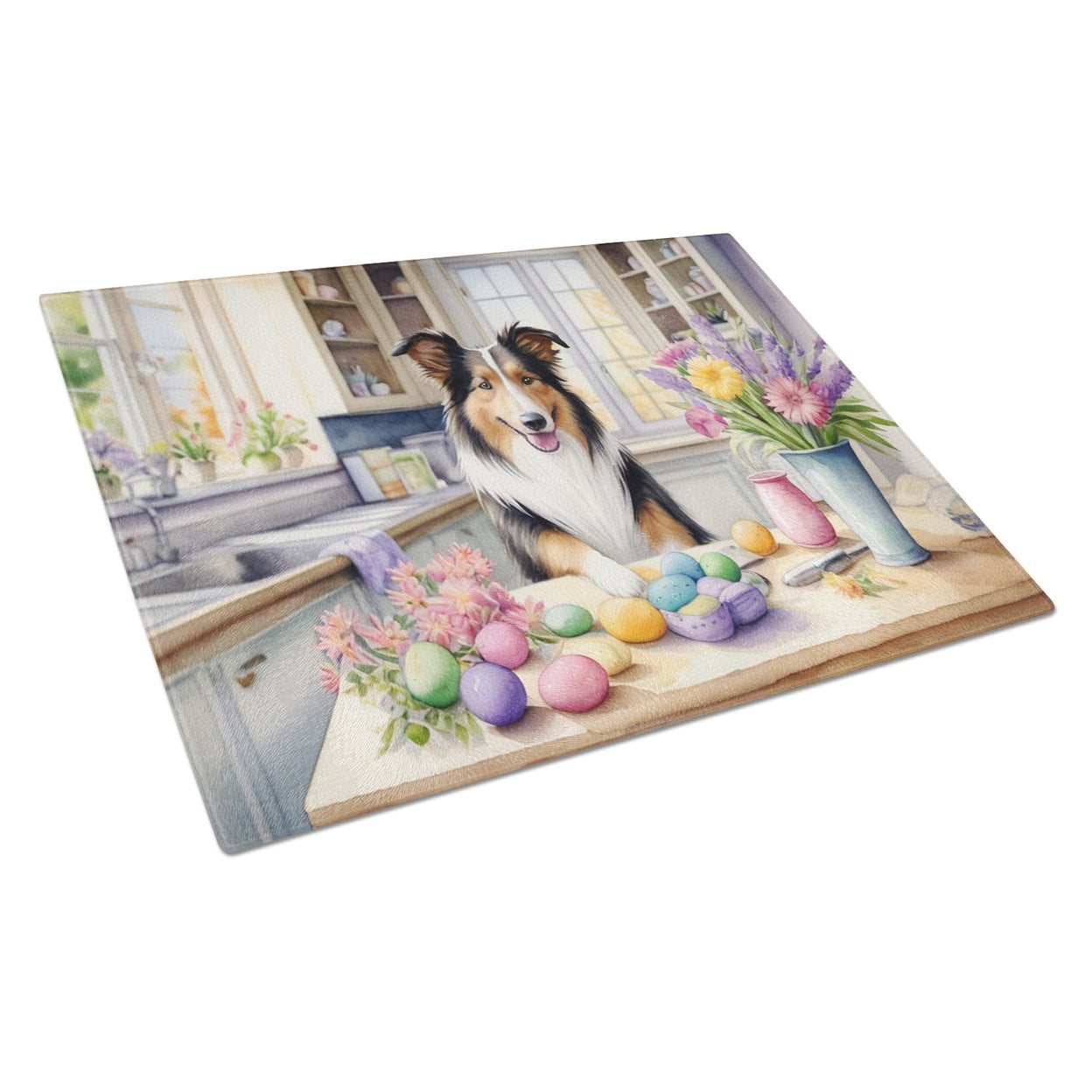 Decorating Easter Collie Glass Cutting Board 12 in x 15 in - Walmart.com