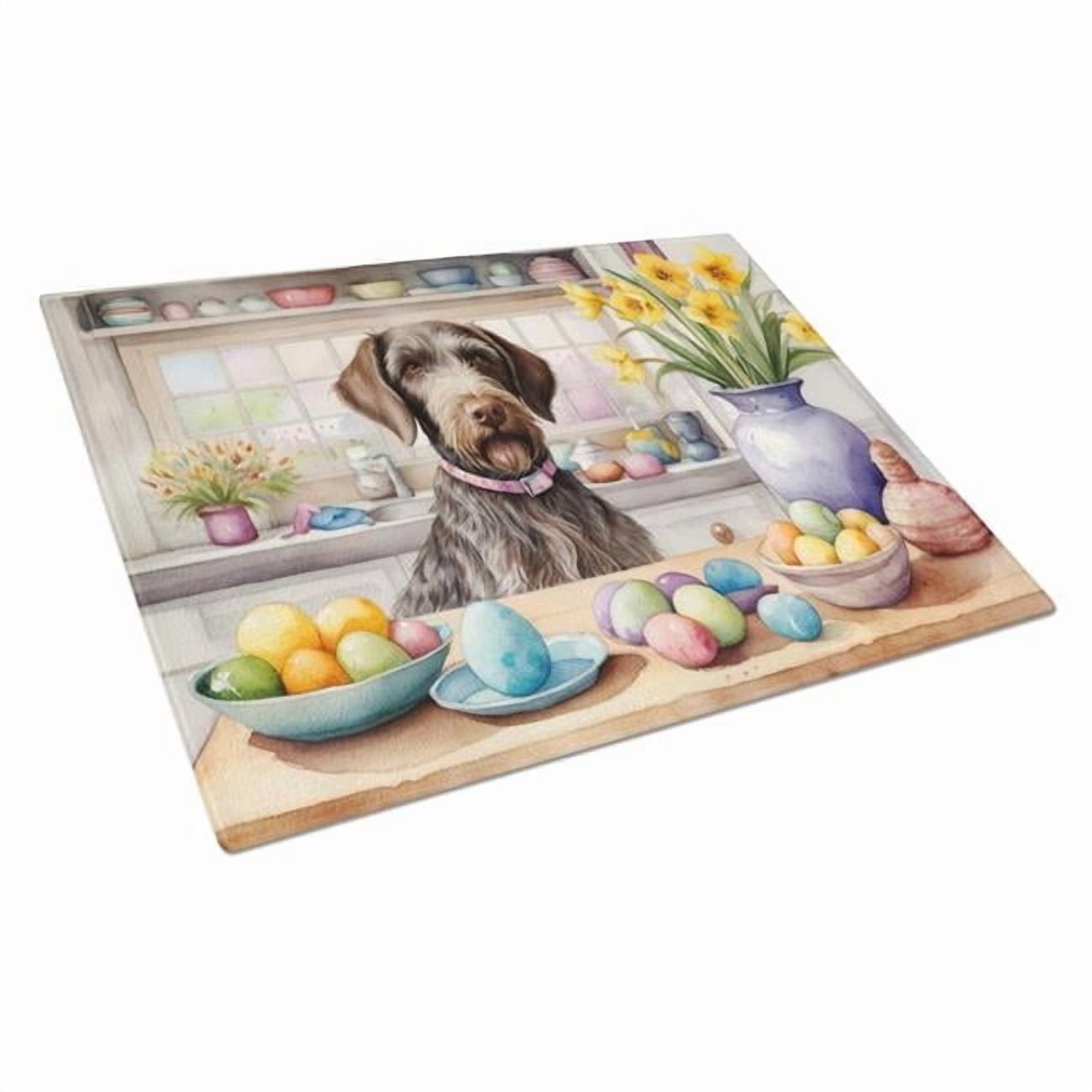 Decorating Easter German Wirehaired Pointer Glass Cutting Board 12 in x ...