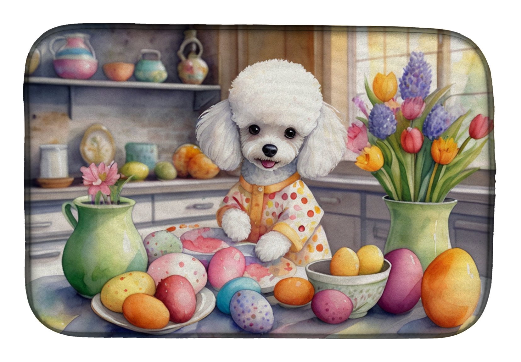 Decorating Easter White Poodle Dish Drying Mat - Walmart.com
