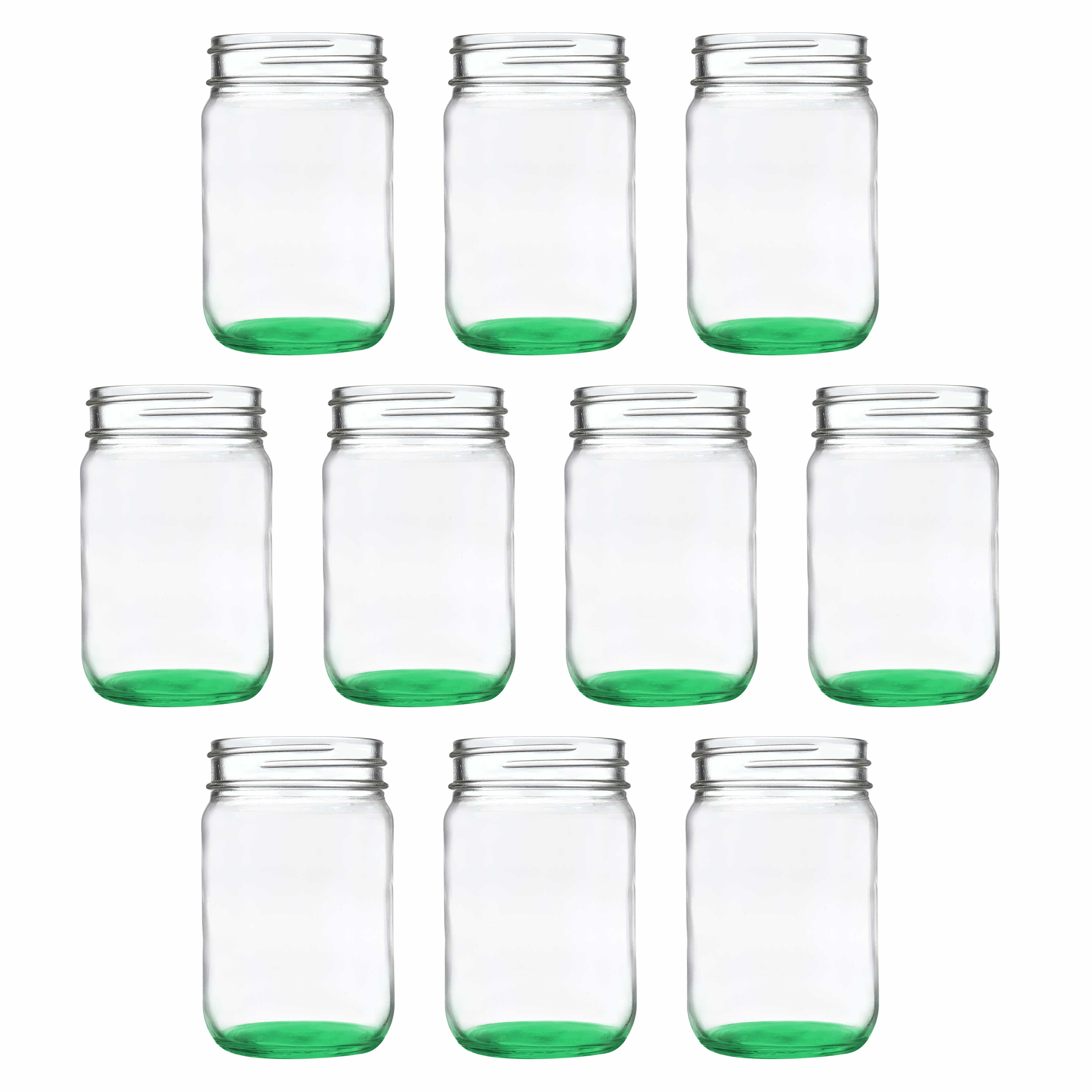DISCOUNT PROMOS 12 oz Green Glass Mason Drinking Jars Set of 10 ...
