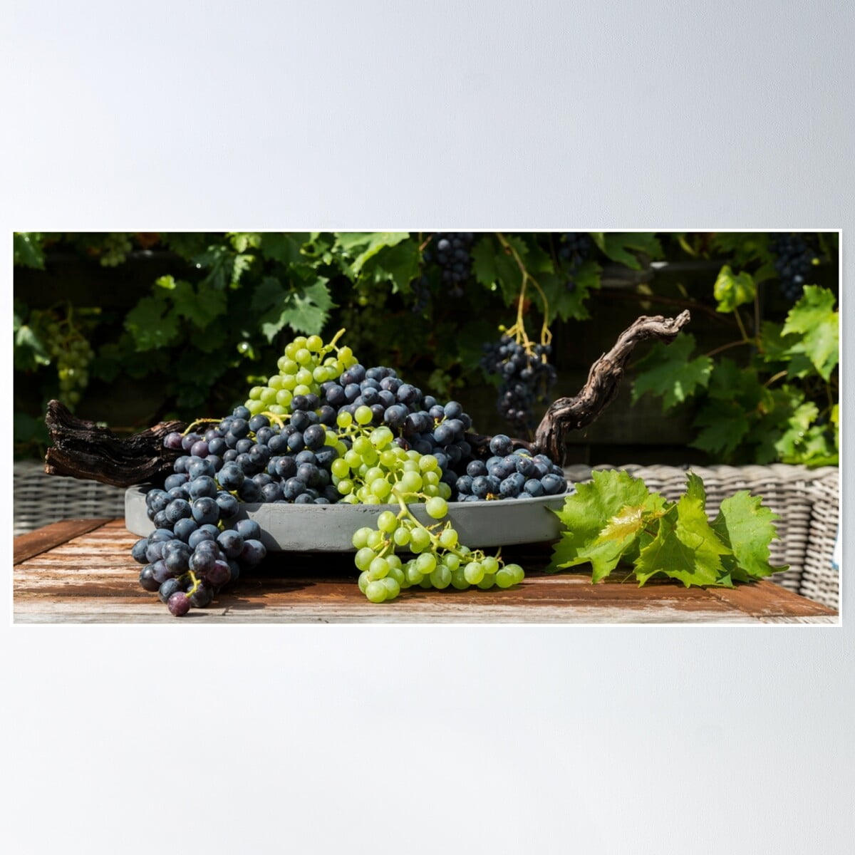 Decoration Of Bunches Blue And White Grapes On A Scale With Grape ...
