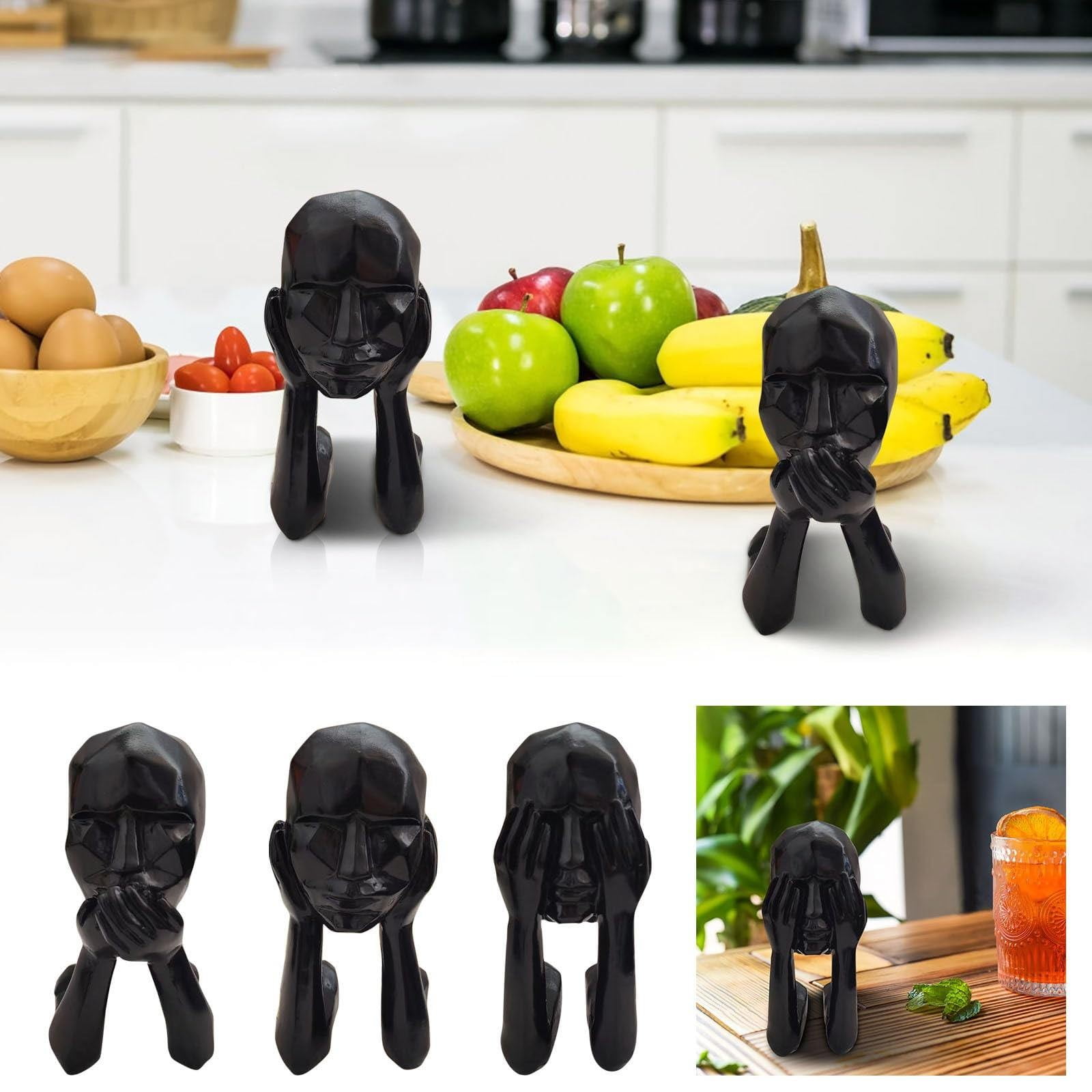 Decoration & Clearance 3PCS Black Thinker Statue Abstract Resin ...